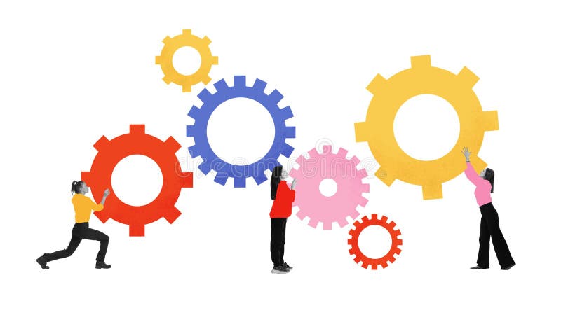 Stop Motion. Animation. Team Adjusting Interconnected Gears ...