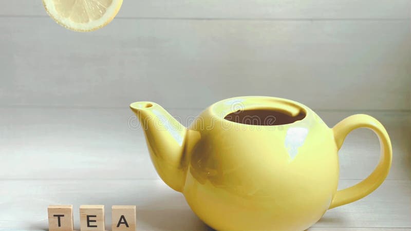 Stop-motion Animation of Tea Preparation: Water, Lemon, Tea Bag Added ...