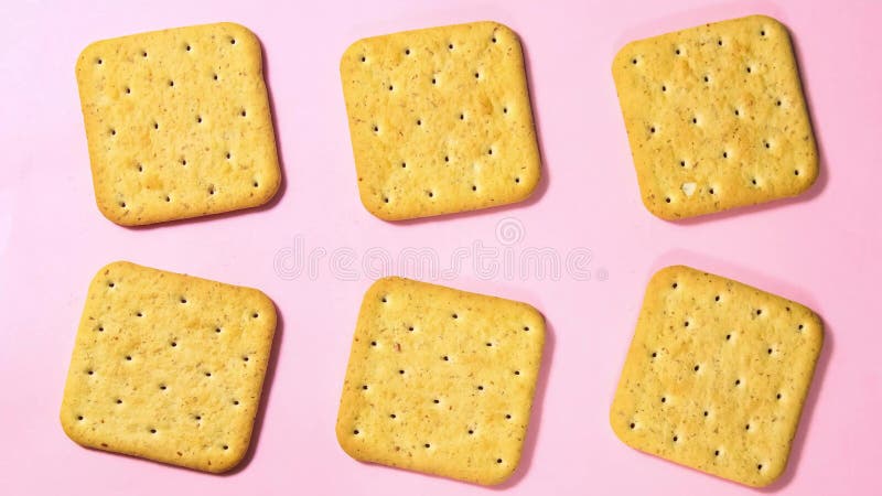 Stop Motion Animation. the Whole Cookie Cracker Moves on a Pink ...