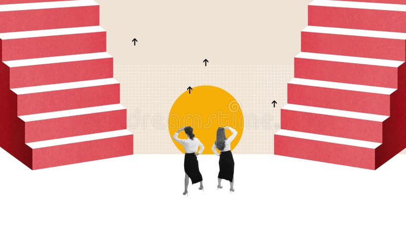 Stop Motion, Animation. Women, Office Workers Looking in Different ...