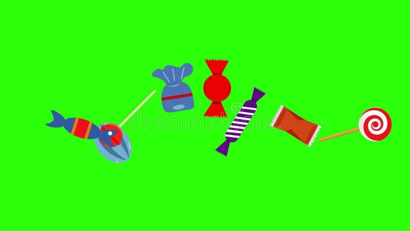 Candies Group Animation , Green Screen Chroma Key, Flat Design Stock ...