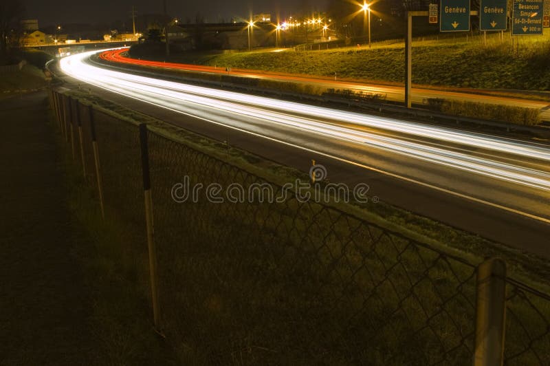 Stop motion car lights stock image. Image of fast, hedge - 4752641