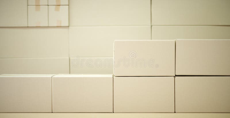 Stop-motion Clip of Many Blank Cardboard Boxes Making Up a Wall Stock ...