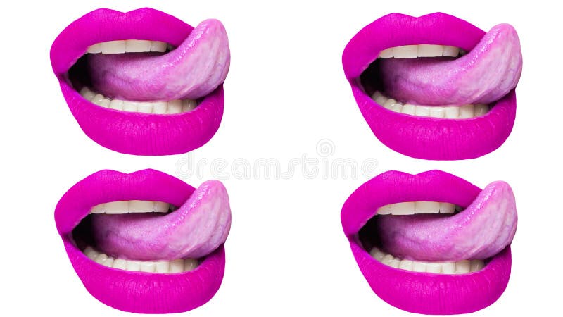 Stop Motion. Set of Movement of Multi-colored Lips. Animation. Gif on a ...