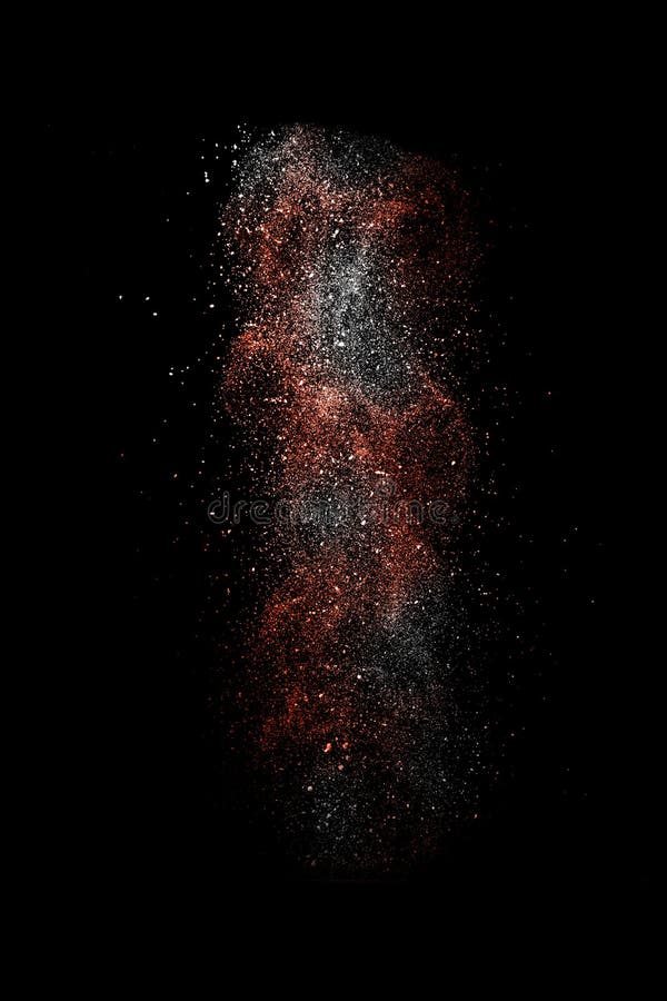 Stop Motion of White and Red Dust Explosion Isolated on Black Ba Stock ...