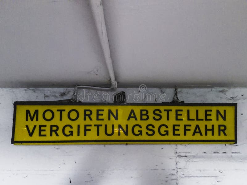 Stop Motor Sign Poisoning in a Garage Editorial Stock Photo - Image of ...