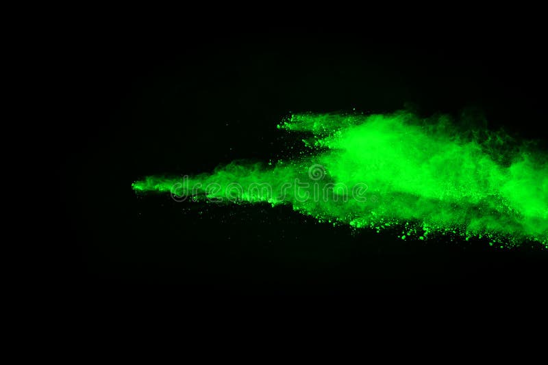 Stop the Movement of Powdered Green on Black Background. Stock Image ...