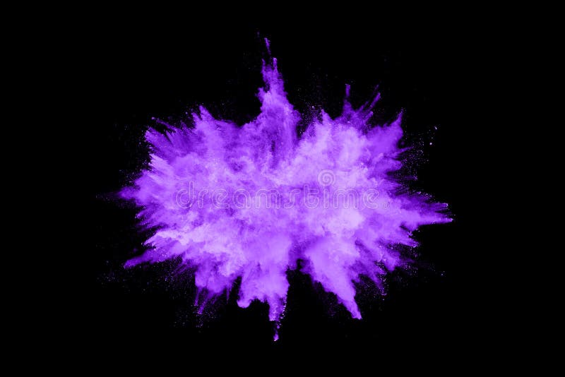 Explosion of Purple Powder on Black Background Stock Image - Image of ...