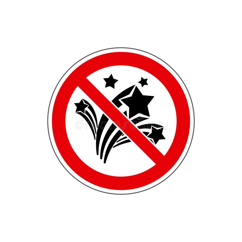 STOP! No Fireworks. Vector. the Icon with a Red Contour on a White ...