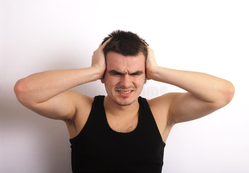 Stop that noise stock image. Image of gesturing, headache - 18394009