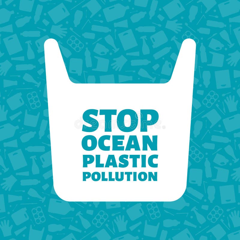 Stop Ocean Plastic Pollution Vector Paper Art Poster Banner Template