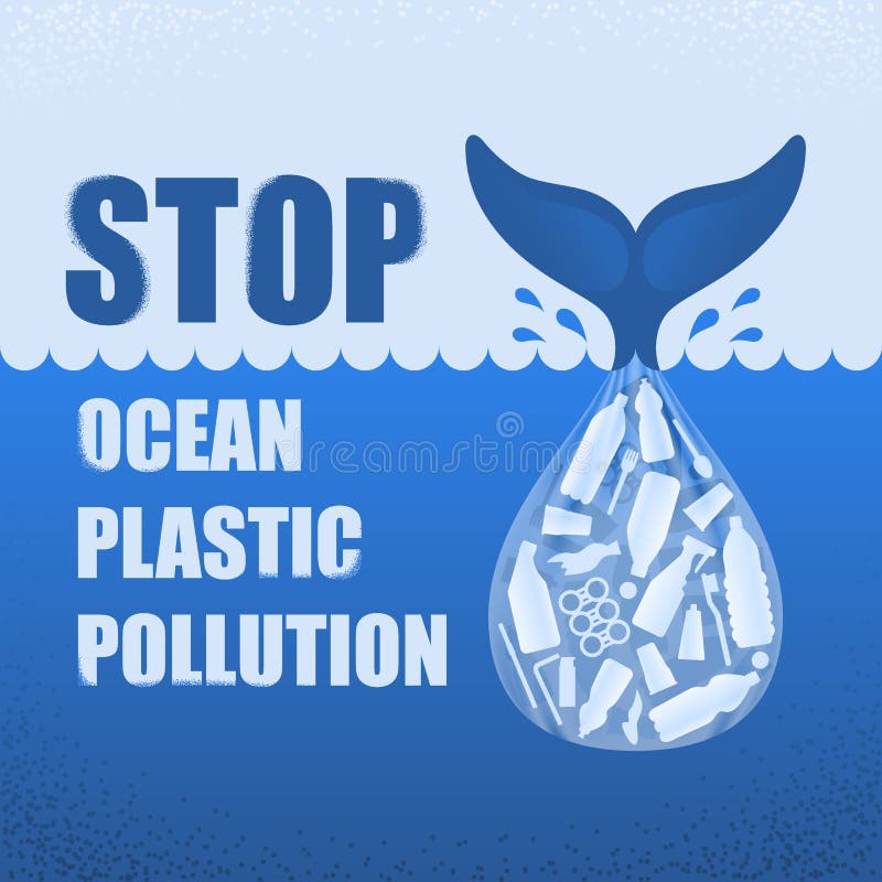 Stop Ocean Plastic Pollution Ecological Poster Surfer On The Waves