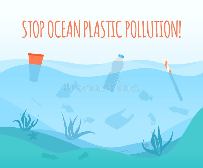 Stop Ocean Plastic Pollution Poster Stock Vector - Illustration of card ...