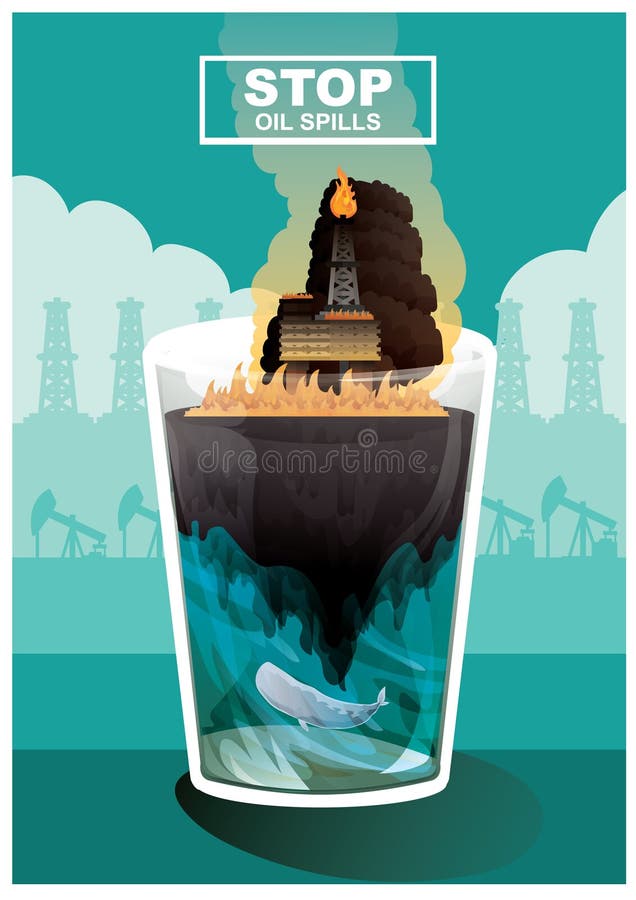 Stop Oil Spills Concept. Vector Illustration Decorative Design Stock ...
