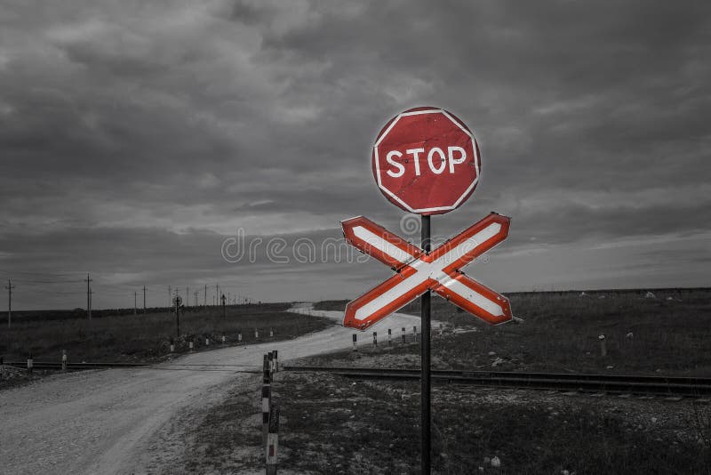 Stop. Old red road sign stock image. Image of rail, dangerous - 105583877