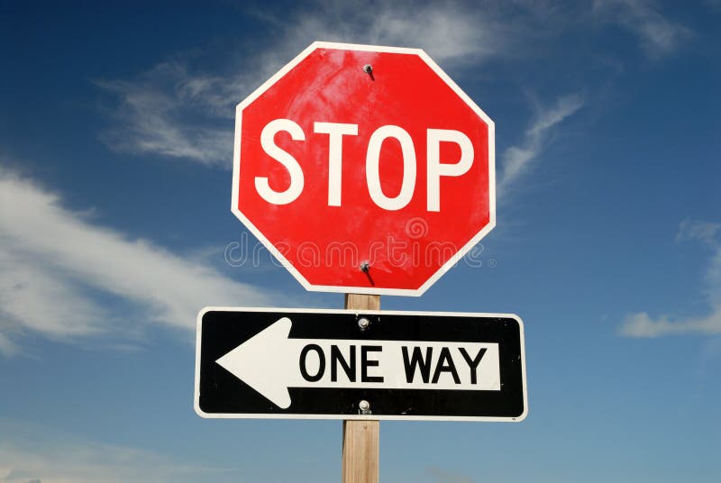 Stop One Way signs stock image. Image of stop, street - 6920841
