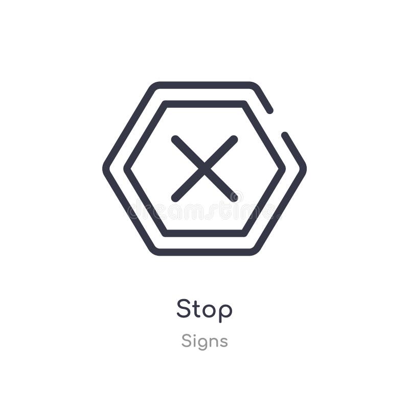 Stop Outline Icon. Isolated Line Vector Illustration from Signs ...