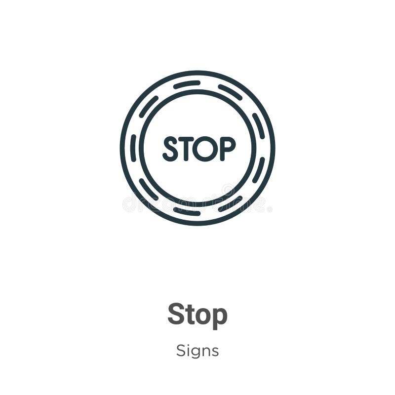 Stop Outline Vector Icon. Thin Line Black Stop Icon, Flat Vector Simple ...