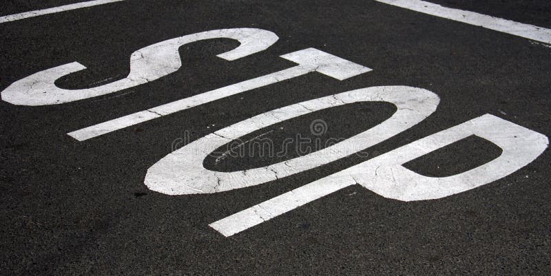 Stop Painted on Road stock photo. Image of daytime, detail - 12265660