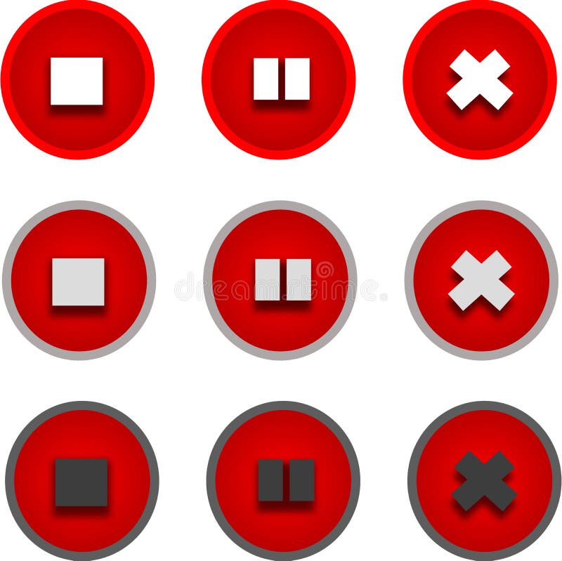 Stop and pause icons stock illustration. Illustration of stop - 37733344