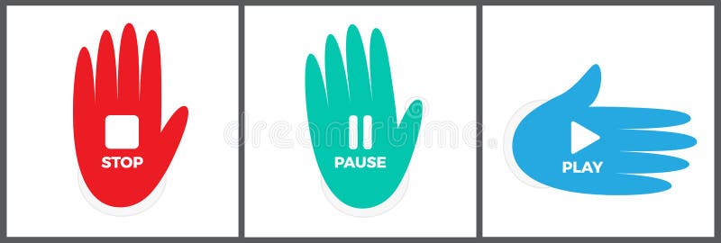 Stop, Pause and Play Concept Stock Vector - Illustration of symbol ...