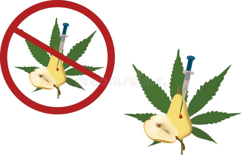 Stop Pear and Syringe with Drug Leaf Stock Vector - Illustration of ...
