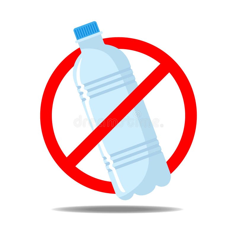 Stop Plastic Contamination. Plastic Bottle with a Sign of the Plaid on the Background of a Sea ...