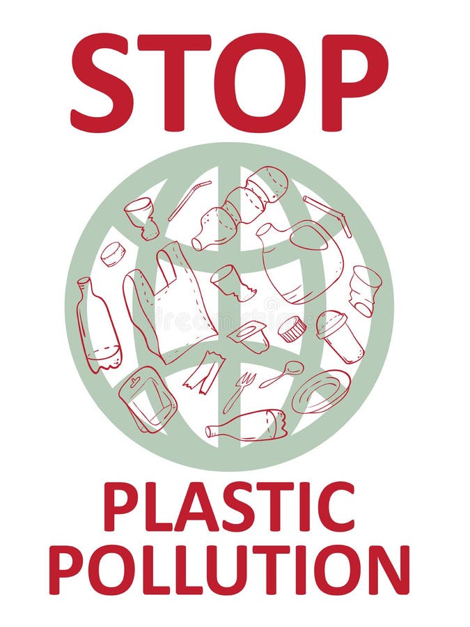 Stop Plastic Pollution Banner Template Stock Vector - Illustration of ...