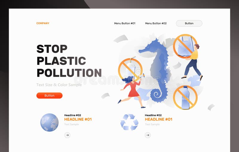 Stop Plastic Pollution Web Template Stock Vector - Illustration of ...