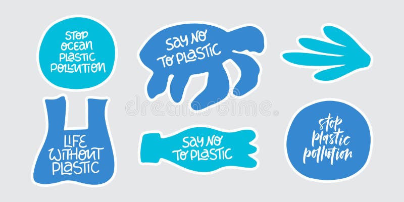 Stop Plastic Pollution Word Stickers Set. Environment Pollution ...