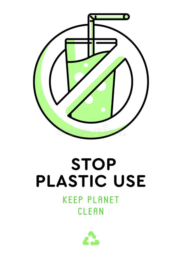 Stop Plastic Use. Keep Planet Clean. Poster, Illustration. Stock ...