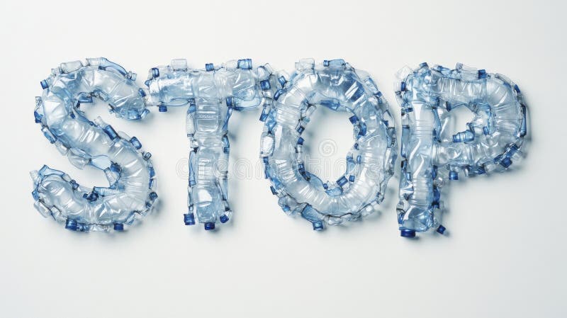 Stop Plastic Waste Translucent Blue Pieces Forming Word on White Stock ...