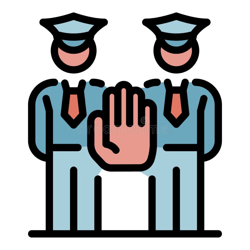 Stop Police Guard Icon Color Outline Vector Stock Vector - Illustration ...