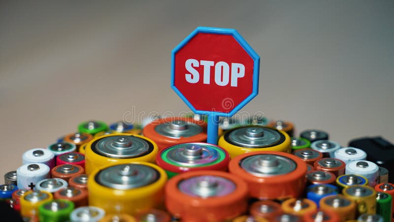 Stop Pollution by Batteries. Old Used Batteries Type AA, AAA, D and ...