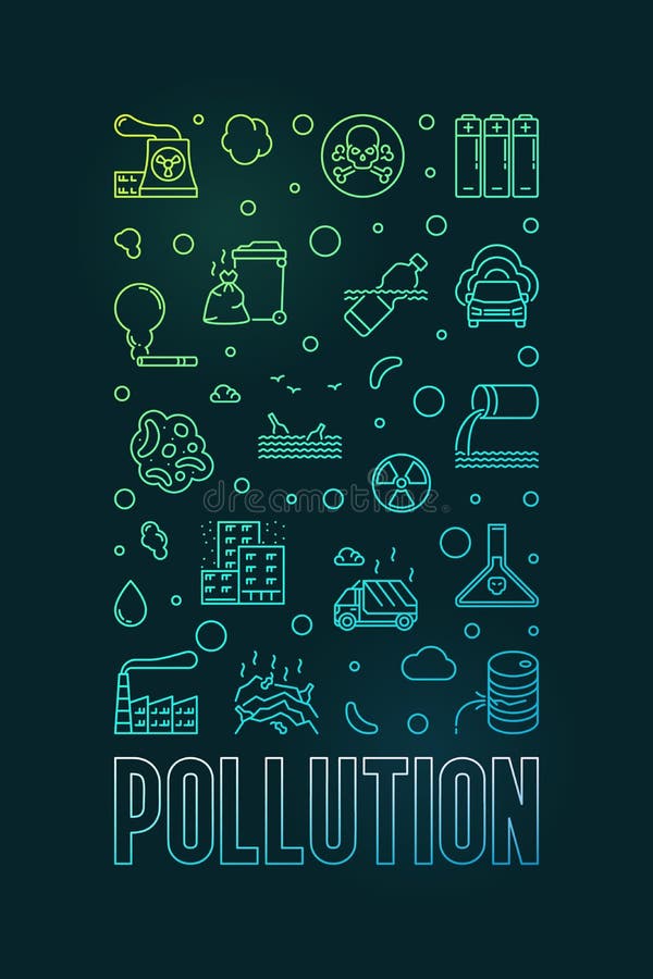 Stop Pollution Outline Vertical Creative Frame. Vector Illustration ...