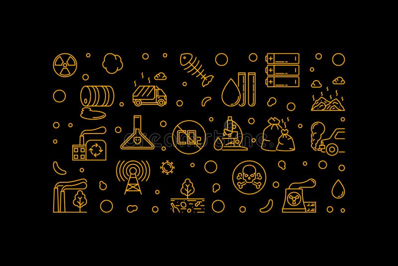 Stop Pollution Concept Outline Banner - Vector Modern Illustration ...