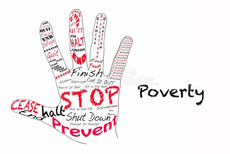 Stop Poverty Indicates Warning Sign and Danger Stock Illustration ...