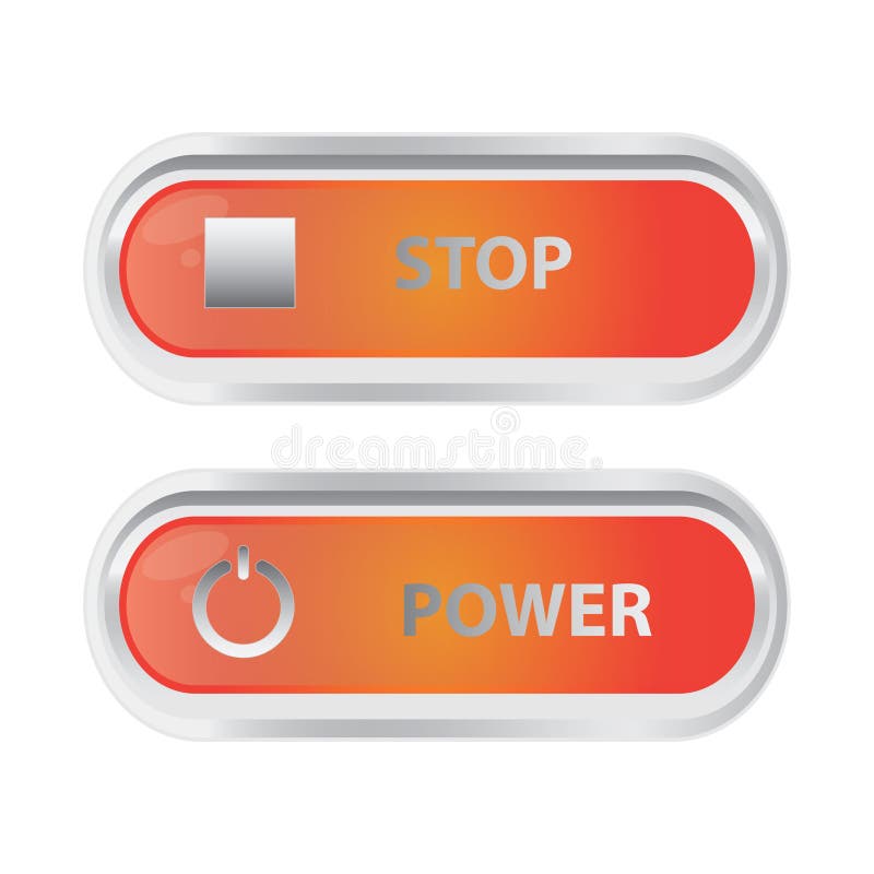 Stop and Power Buttons. Vector Illustration Decorative Design Stock ...