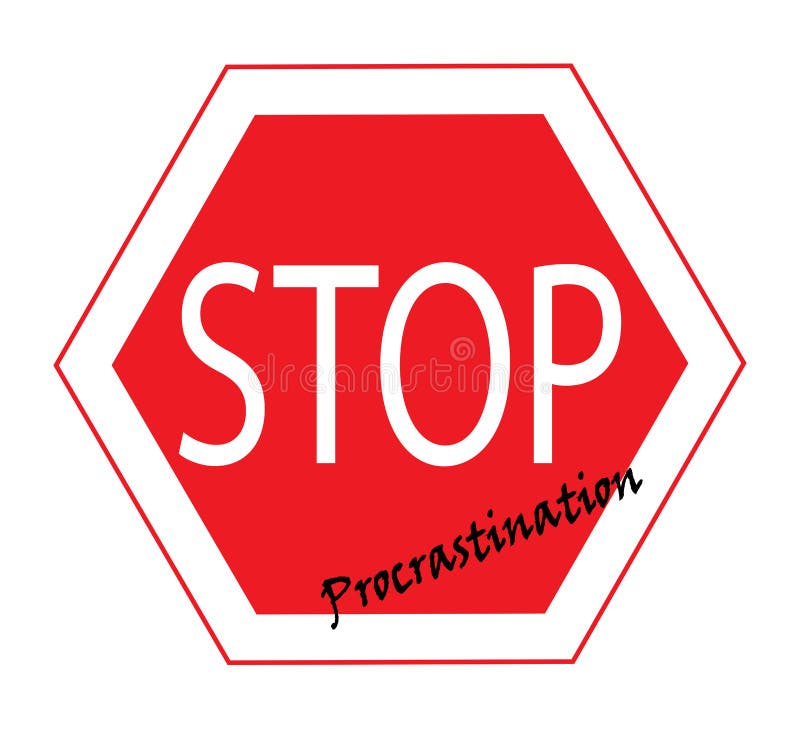 Stop Procrastination Symbol Stock Illustration - Illustration of ...