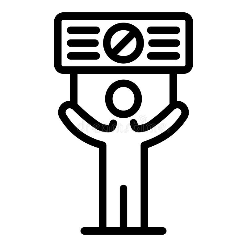 Man protest icon outline stock vector. Illustration of freedom - 96430109