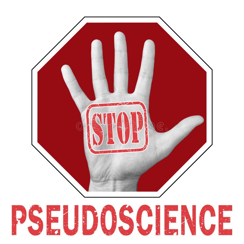 Stop Pseudoscience Conceptual Illustration. Open Hand with the Text ...