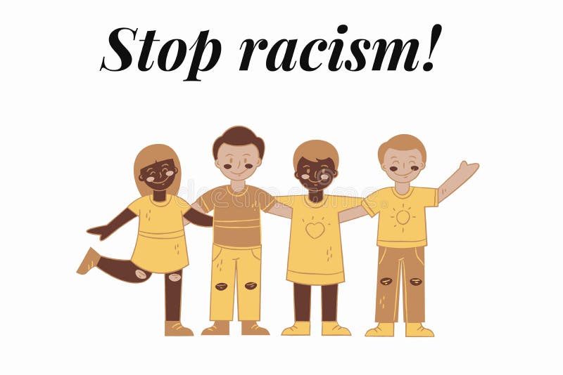 Stop racism stock illustration. Illustration of clothing - 216615998