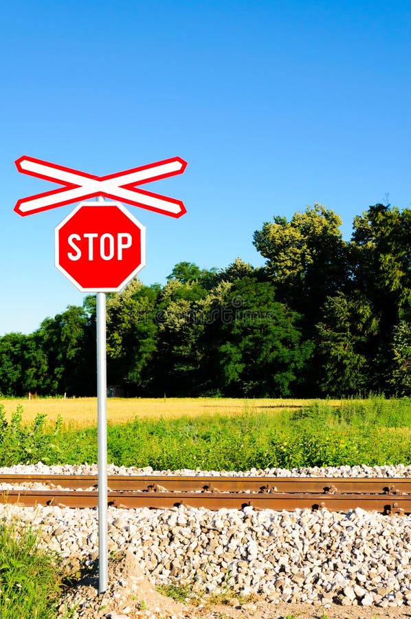 Stop rail stock photo. Image of crossroad, bright, roadsign - 25333430