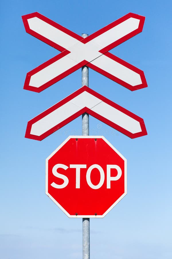 A Rail Crossing Stop Sign on Spanish Railway Lines Stock Photo - Image ...