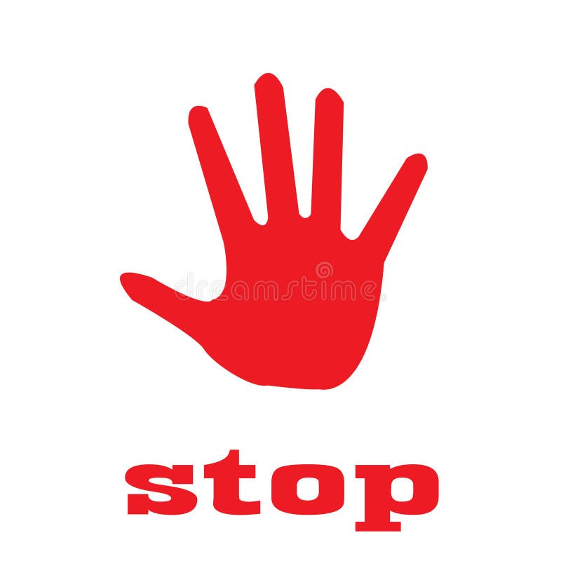 STOP! Red Stop Hand Vector Llustration Stock Vector - Illustration of ...