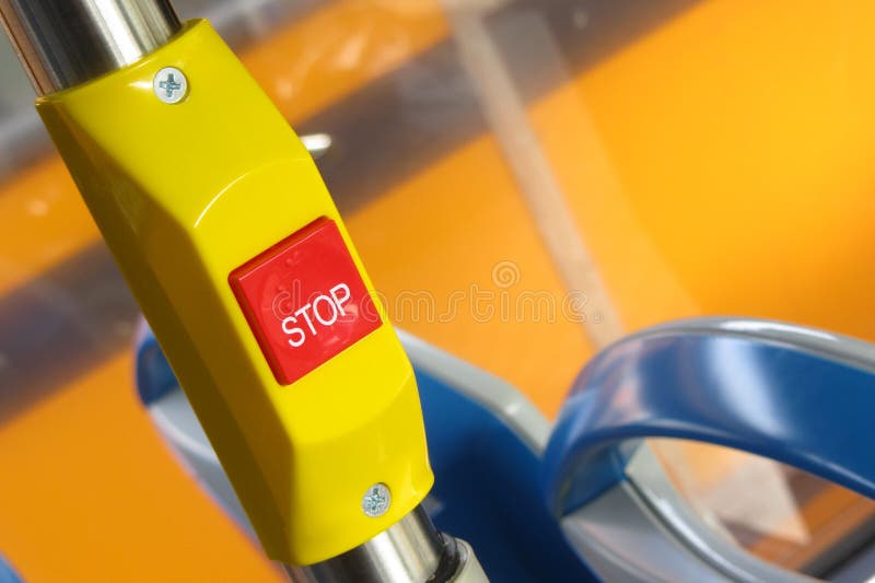 Stop on Request Button on Bus Stock Photo - Image of urban, yellow ...