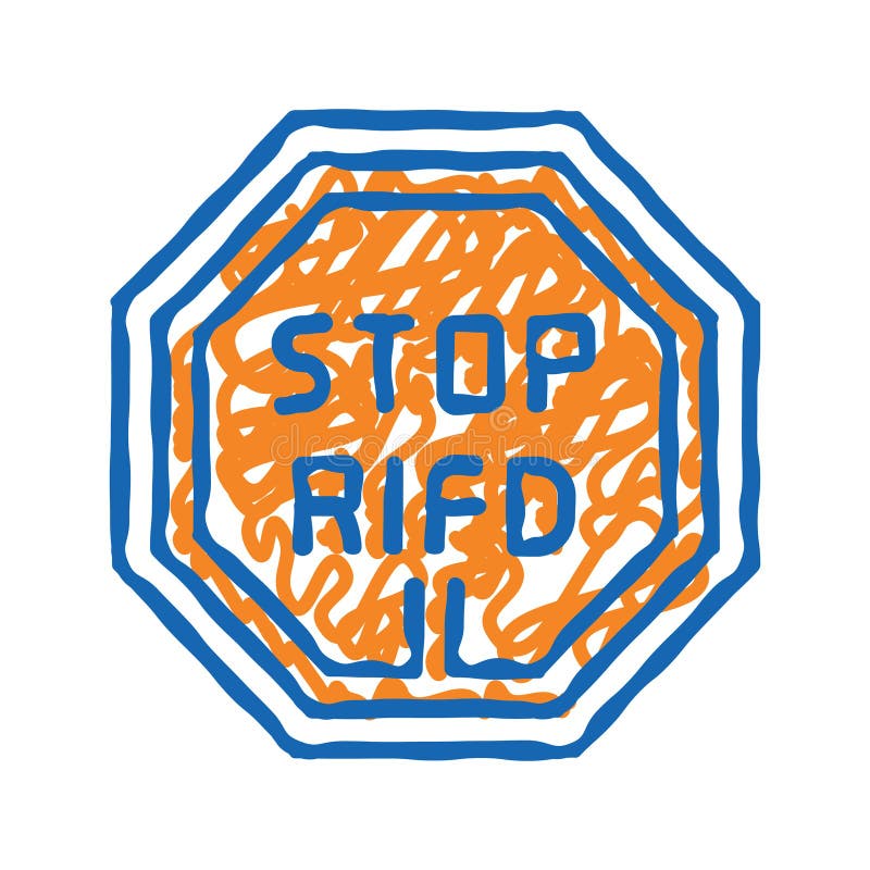 Stop Rfid Icon Doodle Illustration Stock Illustration - Illustration of ...