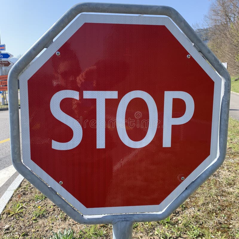 Stop Road Sign. stock photo. Image of painted, road - 177718632