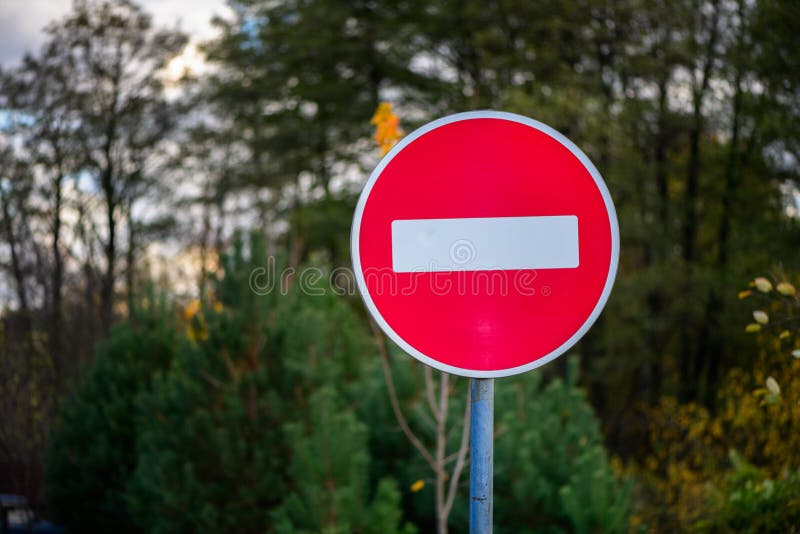 Stop Road Sign on Metal Pole Prohibiting Moving Stock Image - Image of ...