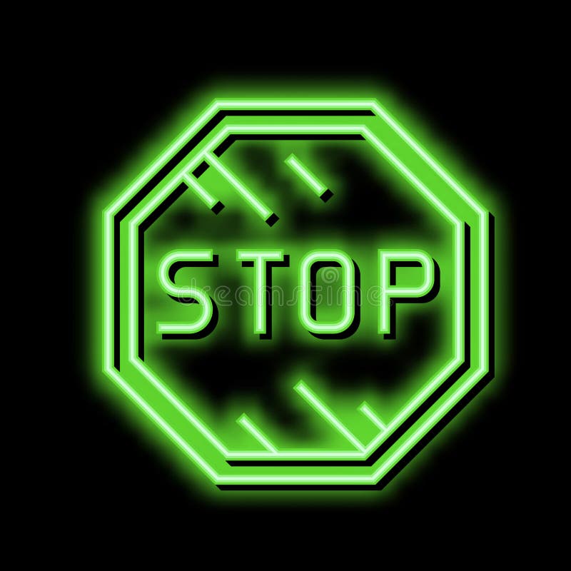 Stop Road Sign Neon Glow Icon Illustration Stock Vector - Illustration ...